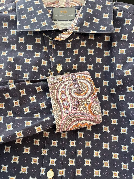 Thomas Dean | Shirts | Thomas Dean Flip Cuff Dress Shirt Ls Cotton Mens ...